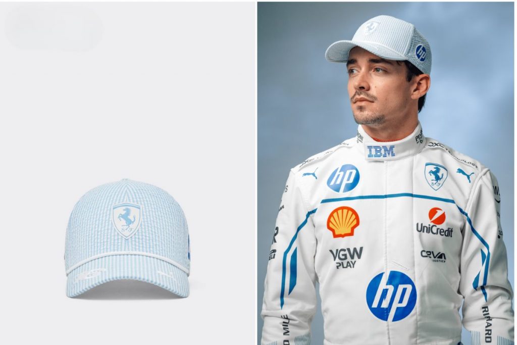 Charles Leclerc reveals baby blue and white race suit for Monaco Grand ...